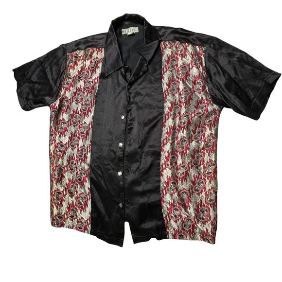 Filter | Shirts | Vintage Filter Satin Flaming Dice Button Up Shirt Xl ...